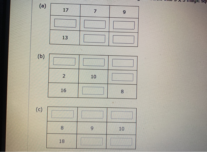 Solved Find the missing numbers that will turn the grids | Chegg.com