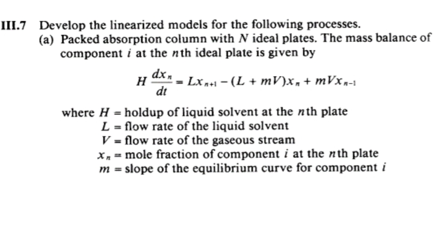 Solved III. 7 ﻿Develop the linearized models for the | Chegg.com