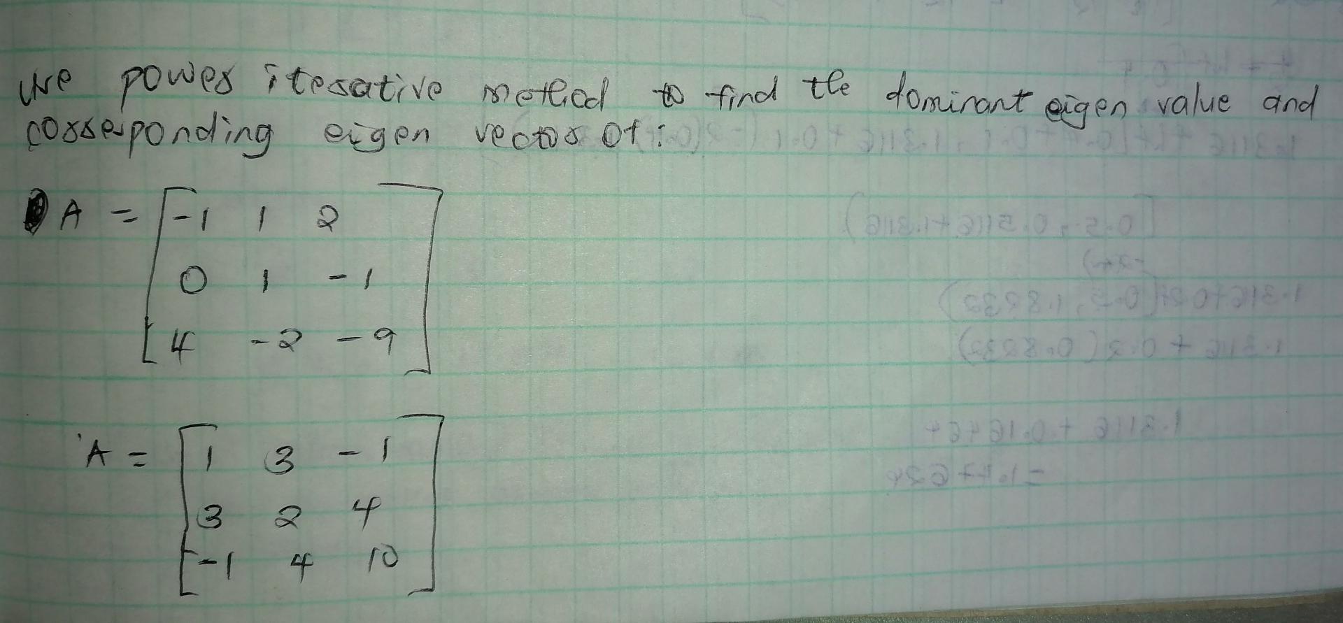 Solved the power iterative method to find the dominant | Chegg.com