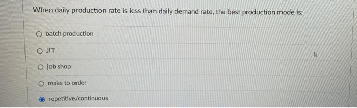 Solved When daily production rate is less than daily demand | Chegg.com
