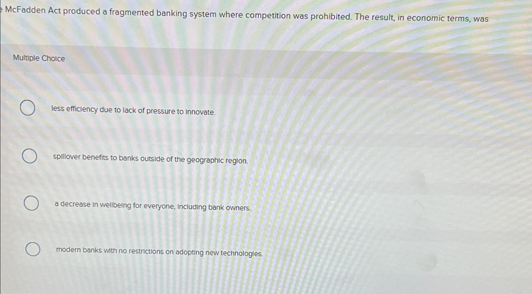 Solved McFadden Act produced a fragmented banking system | Chegg.com