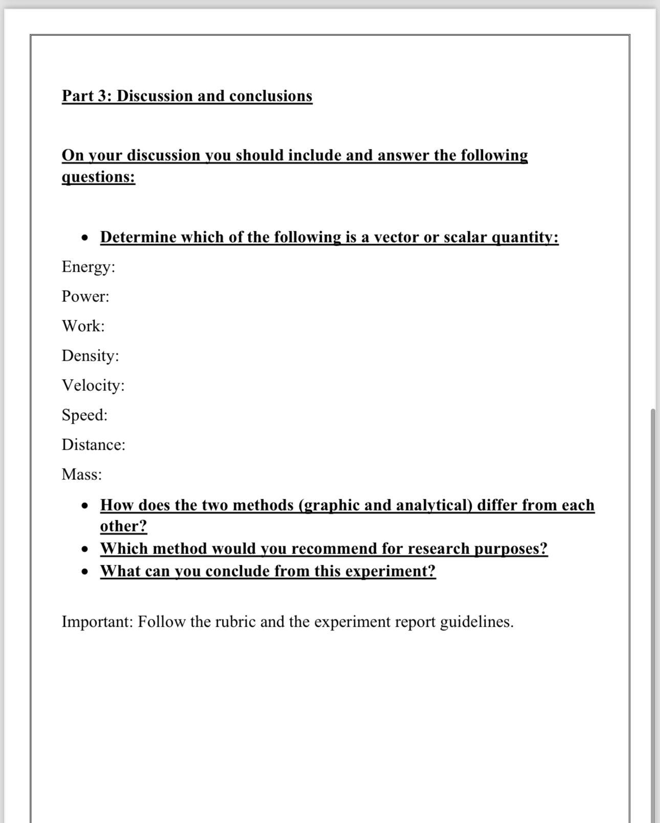 Solved Part 3: Discussion and conclusionsOn your discussion | Chegg.com