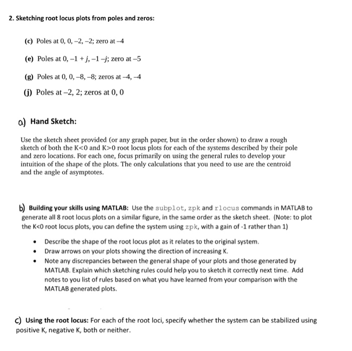 Solved 2. Sketching root locus plots from poles and zeros: | Chegg.com