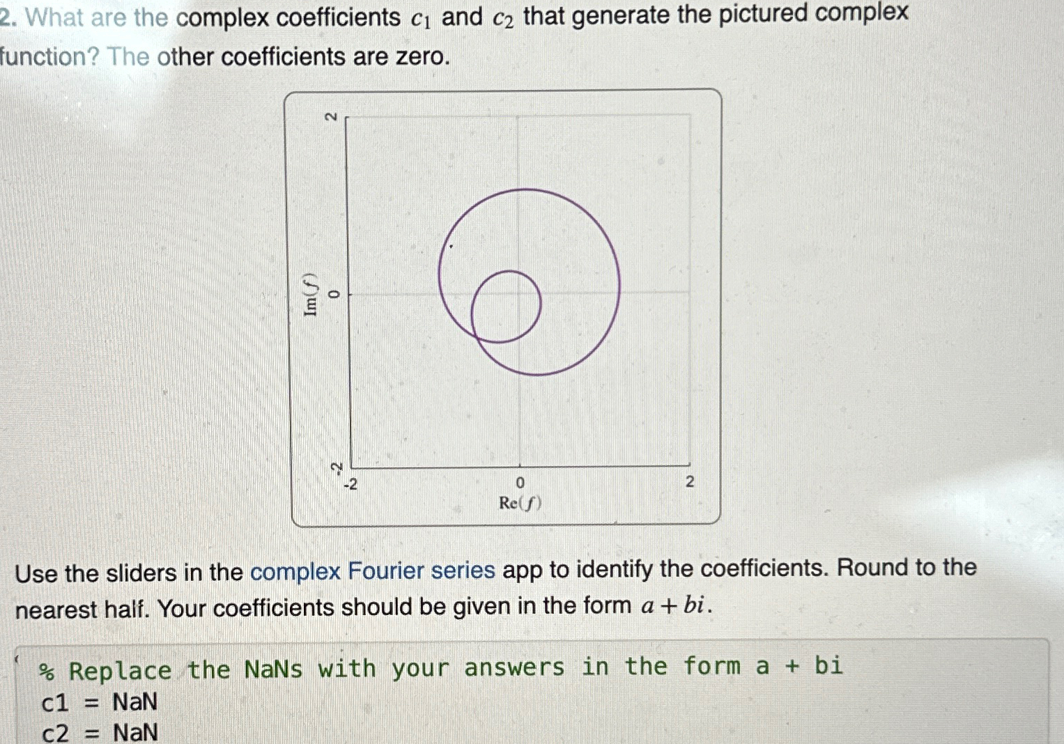 Solved What are the complex coefficients c1 ﻿and c2 ﻿that | Chegg.com