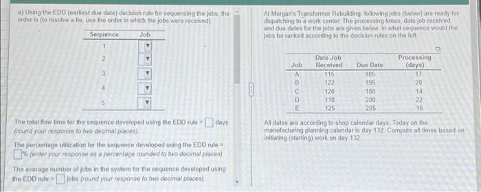 Solved a) Using the EDD (earliest due date) decision rule | Chegg.com