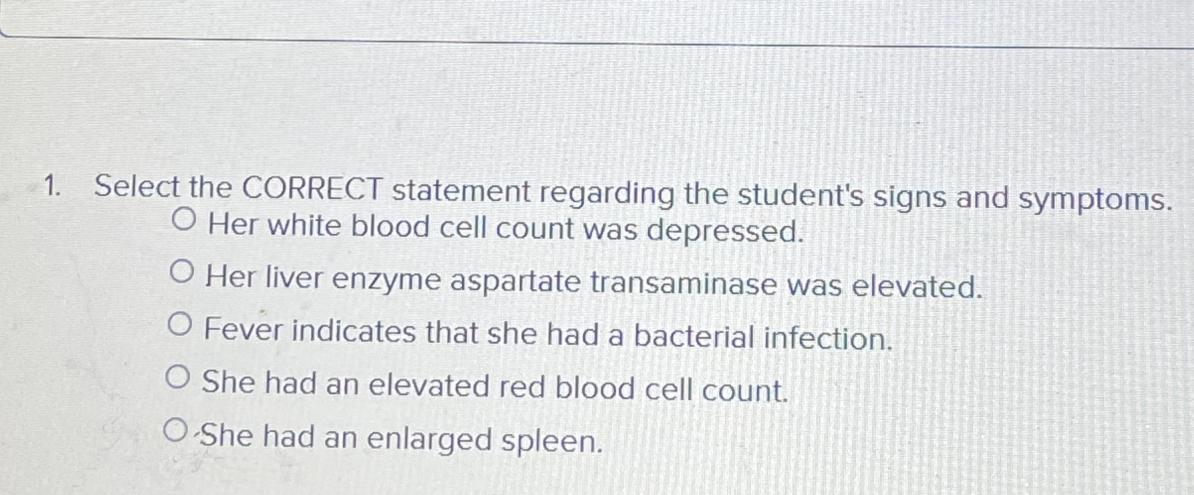 Solved Select the CORRECT statement regarding the student's | Chegg.com
