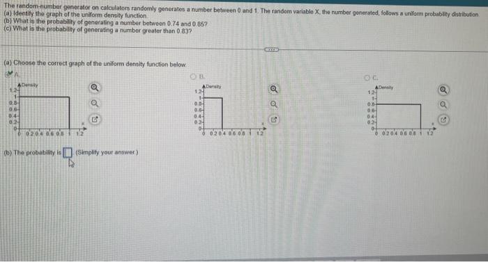 Solved The random-number genecator on calculators randomly | Chegg.com