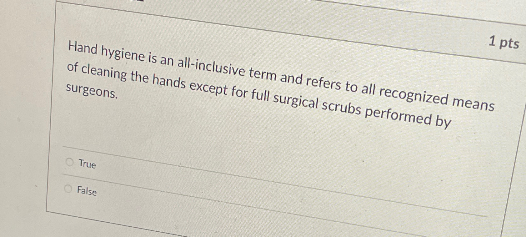 Solved 1 ﻿ptsHand hygiene is an all-inclusive term and | Chegg.com