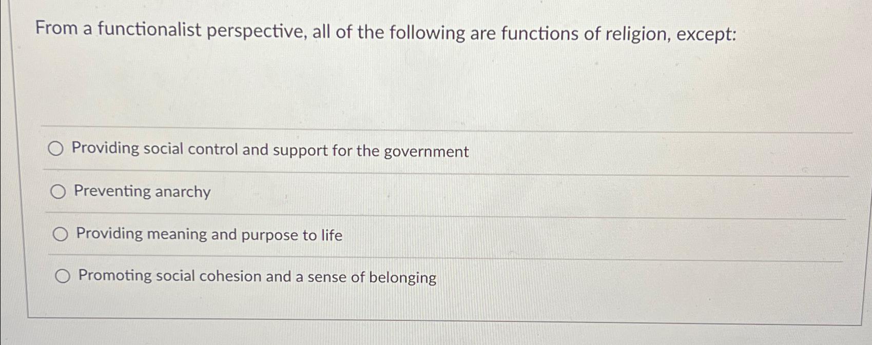 Solved From a functionalist perspective, all of the | Chegg.com