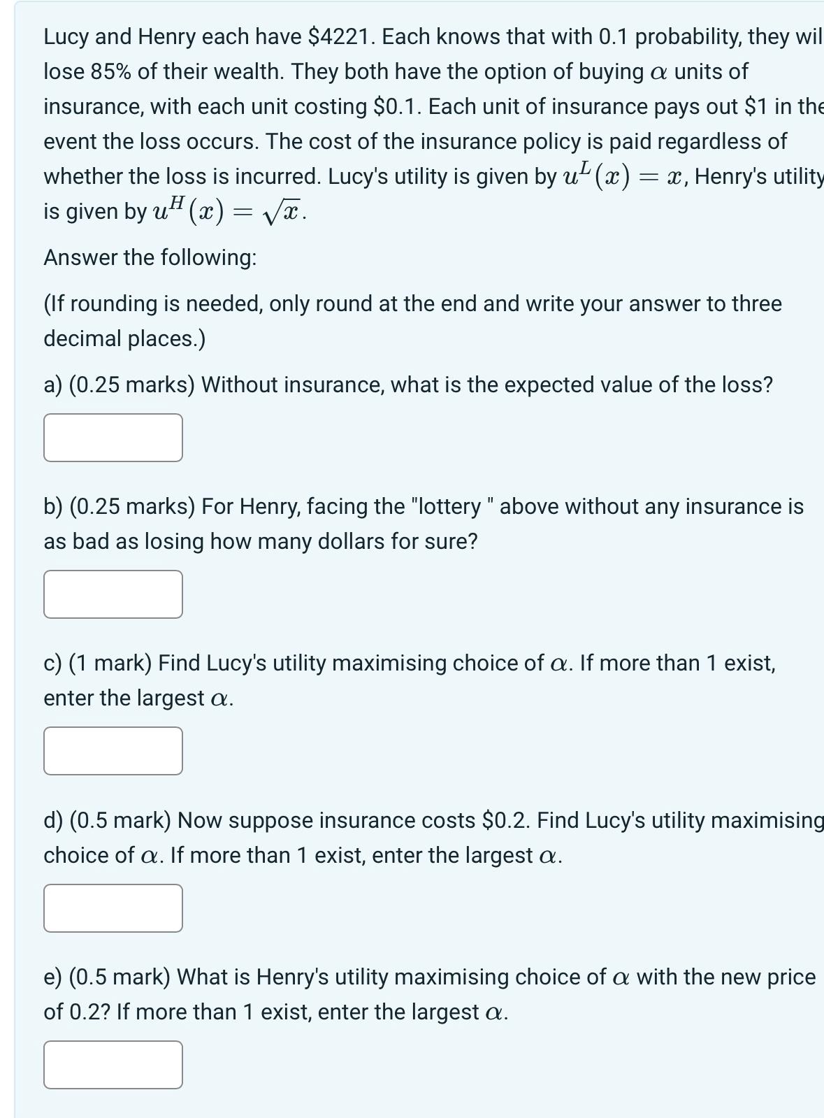 Solved Lucy and Henry each have $4221. ﻿Each knows that with | Chegg.com
