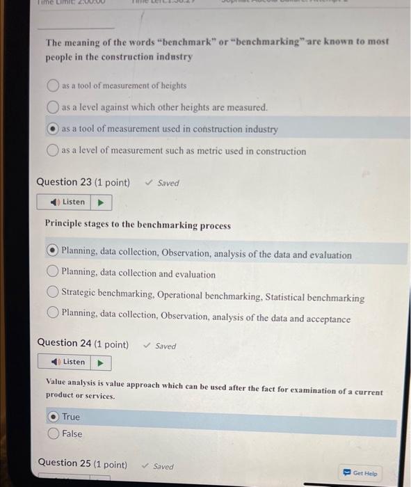 Solved The meaning of the words "benchmark" or | Chegg.com