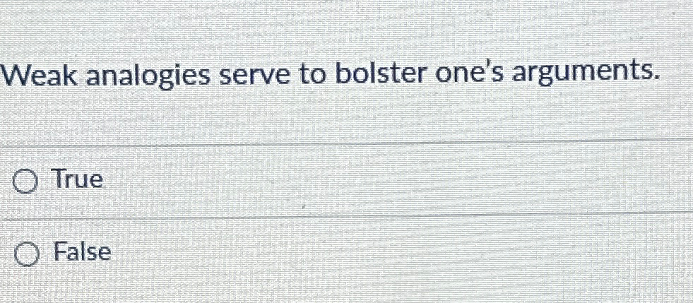 Solved Weak analogies serve to bolster one's | Chegg.com