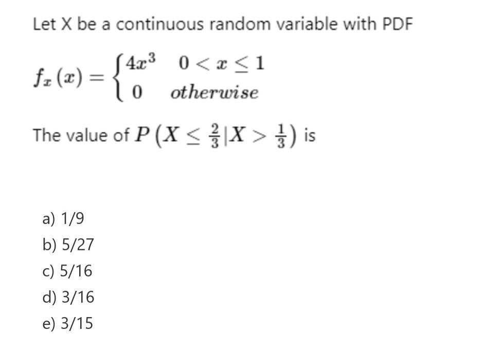 Solved Let X be a continuous random variable with PDF | Chegg.com