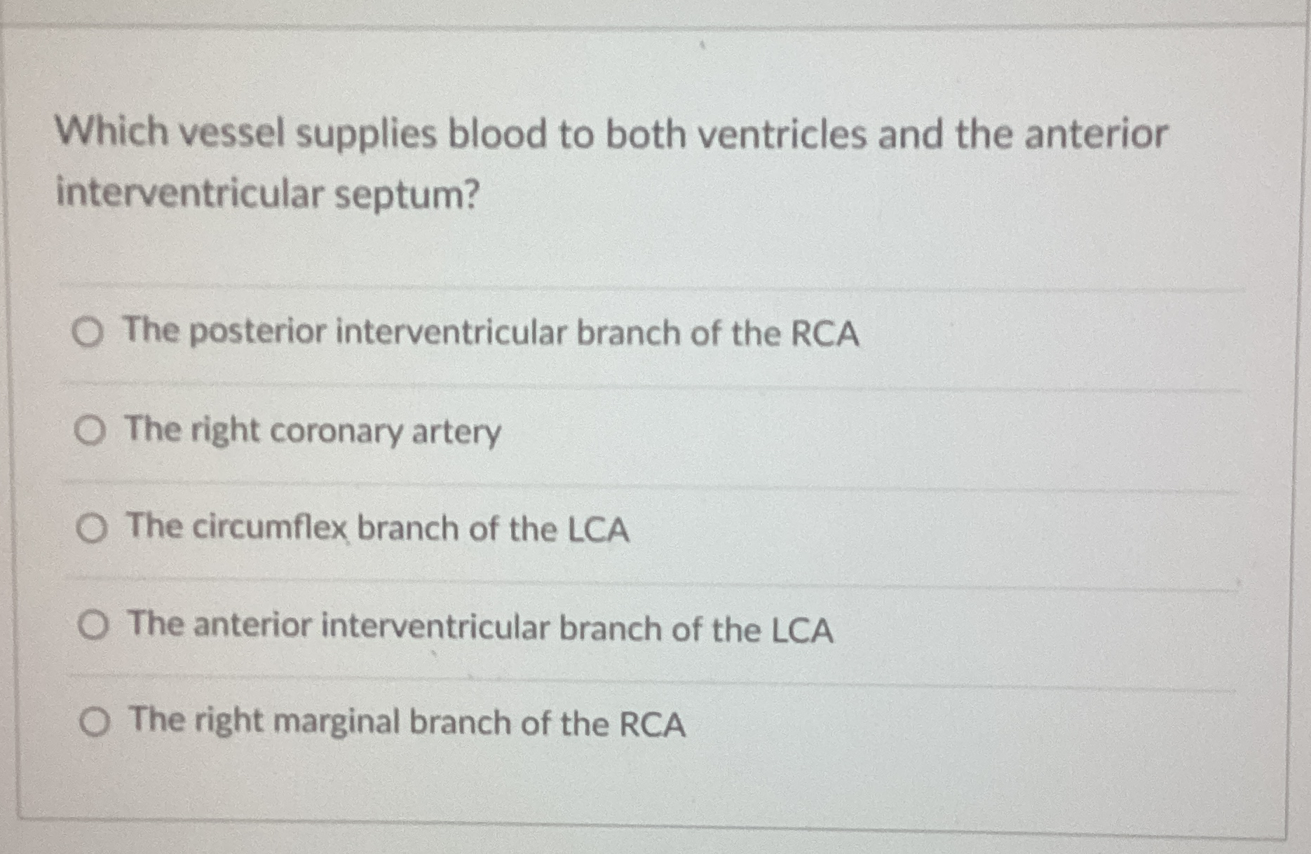 Solved Which vessel supplies blood to both ventricles and | Chegg.com