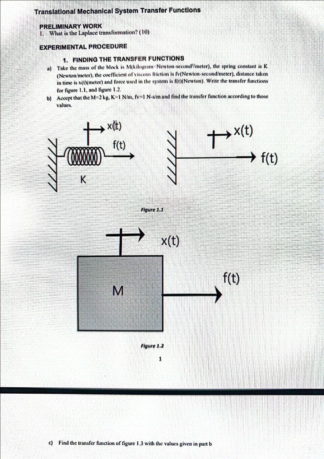 Solved Translational Mechanical System Transfer Functions | Chegg.com