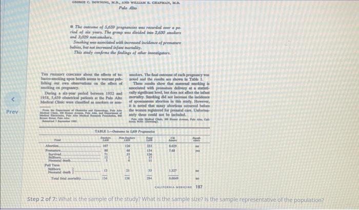 Solved itep 2 of 7: What is the sample of the study? What is | Chegg.com