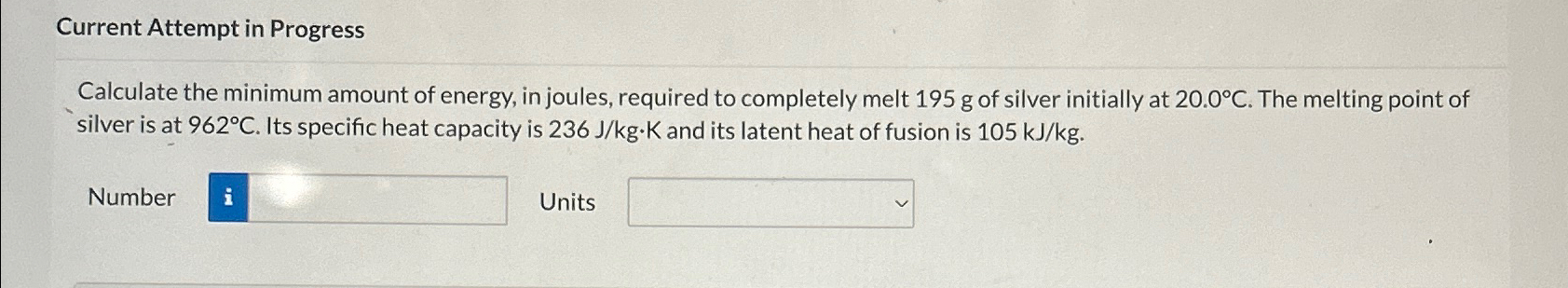 Solved Current Attempt in ProgressCalculate the minimum | Chegg.com