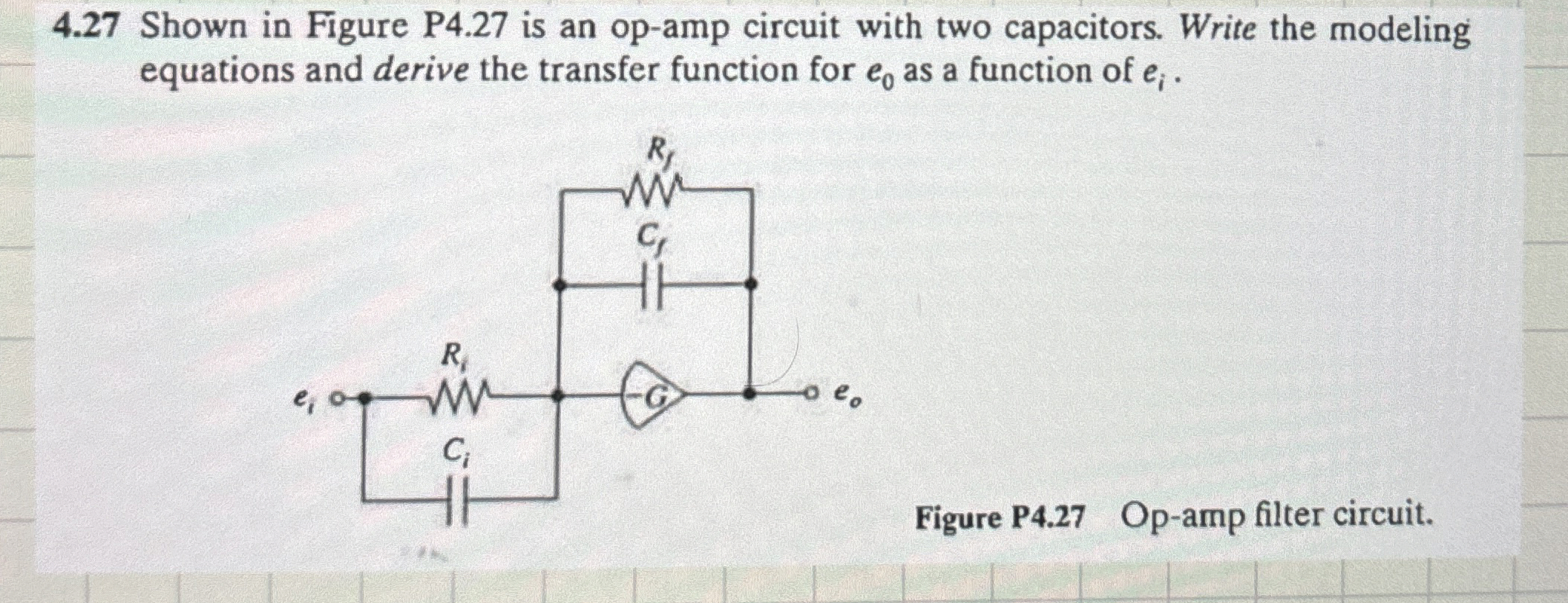 Solved 4.27 ﻿Shown in Figure P4.27 ﻿is an op-amp circuit | Chegg.com