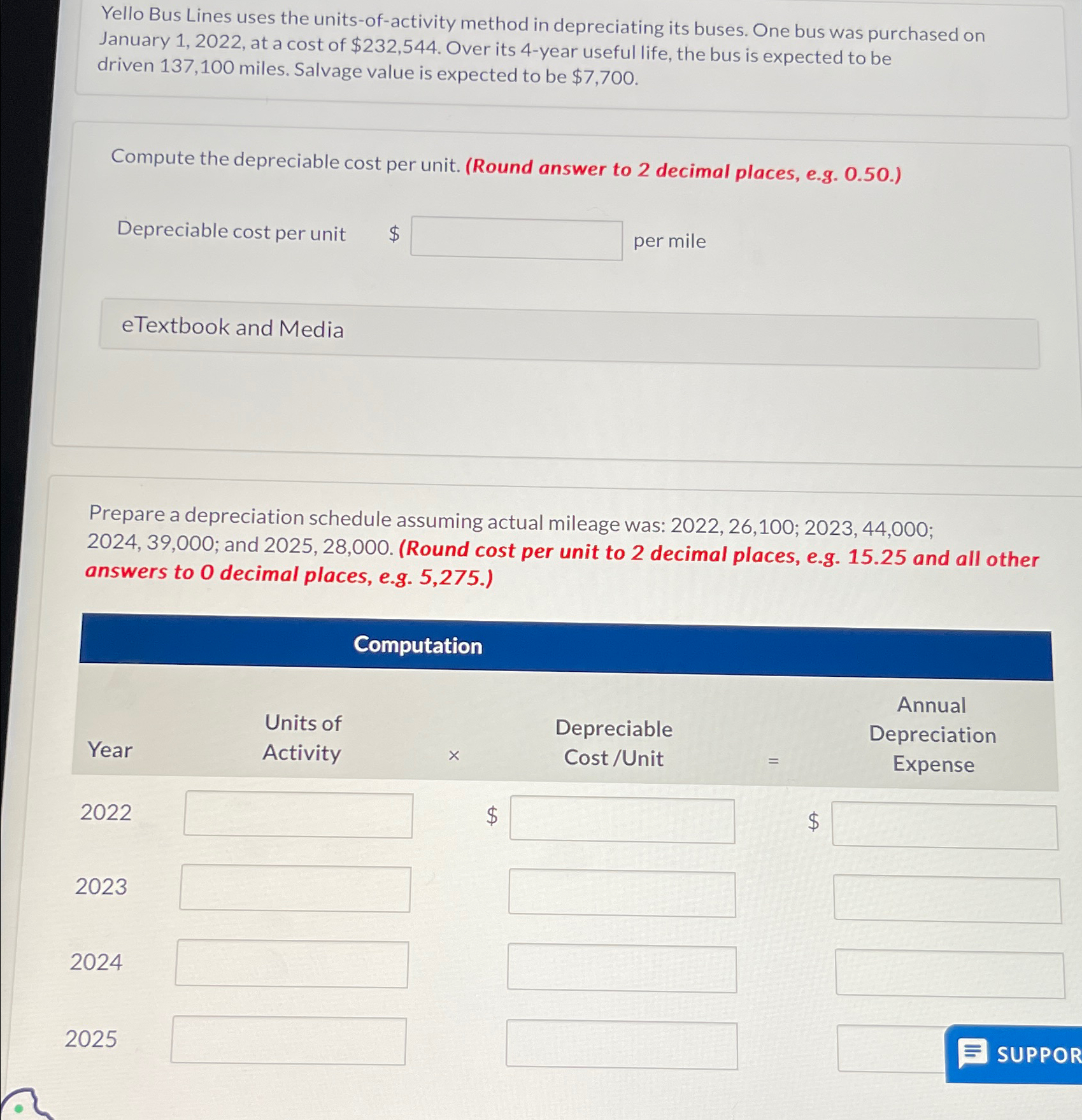 Solved Yello Bus Lines uses the units-of-activity method in | Chegg.com