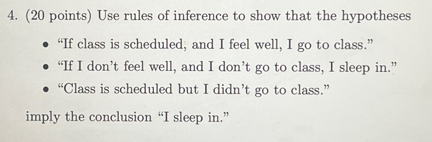Solved (20 ﻿points) ﻿Use rules of inference to show that the | Chegg.com