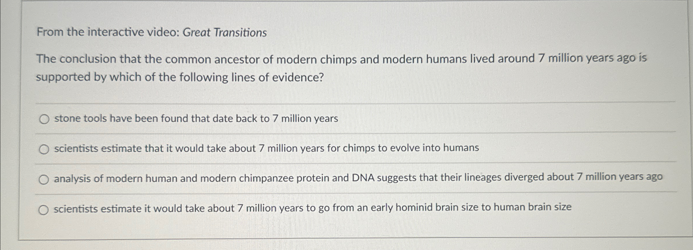 Solved From the interactive video: Great TransitionsThe | Chegg.com