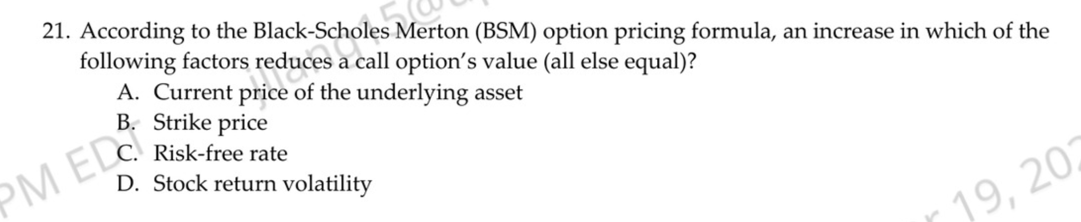 Solved According to the Black-Scholes Merton (BSM) ﻿option | Chegg.com