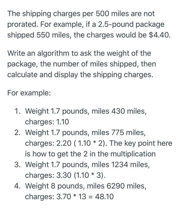 Solved Question: Shipping Charges The Fast Freight Shipping | Chegg.com
