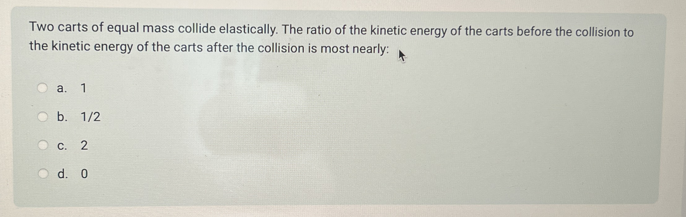 Solved Two carts of equal mass collide elastically. The | Chegg.com