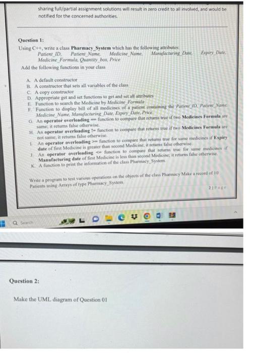 Solved sharing full/partial assignment solutions will result | Chegg.com