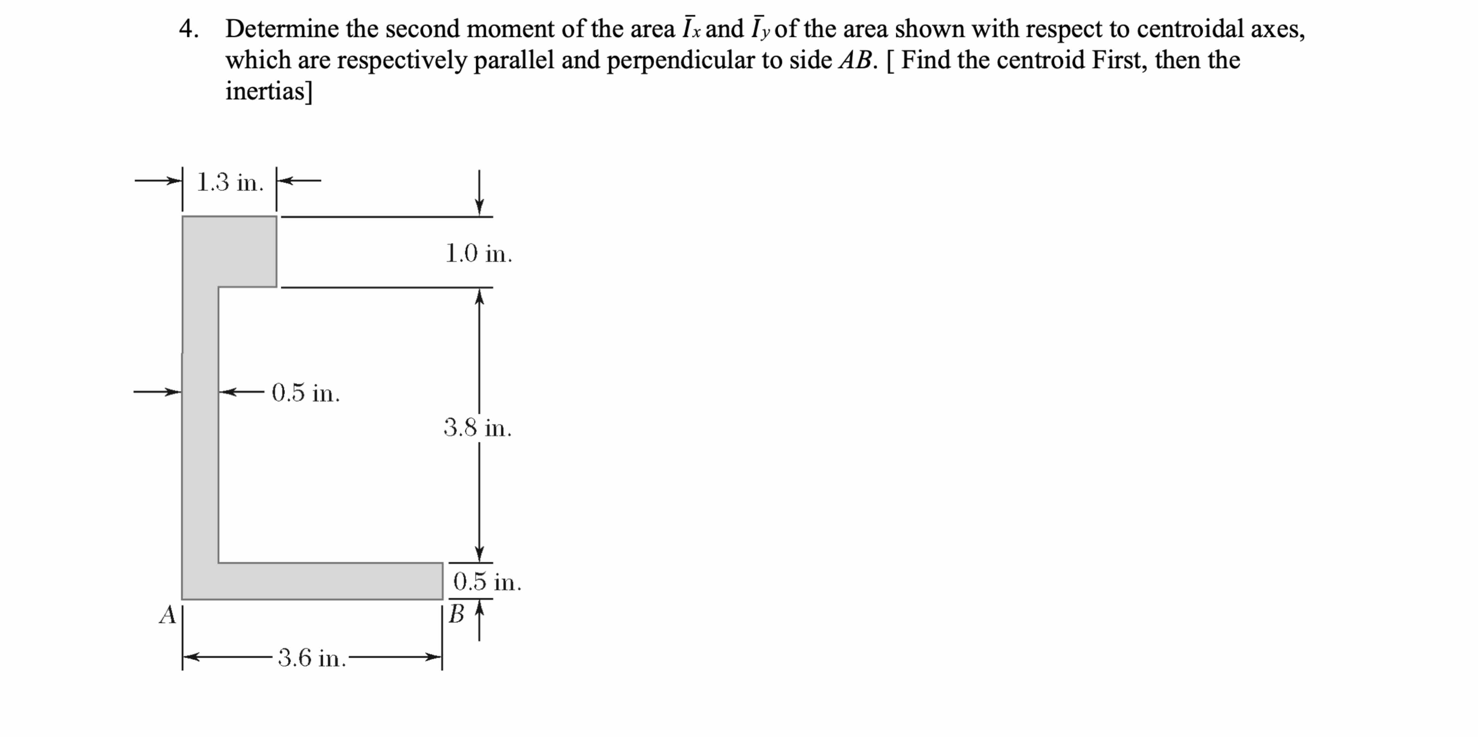 Solved Determine the second moment of the area ?bar (I)x | Chegg.com