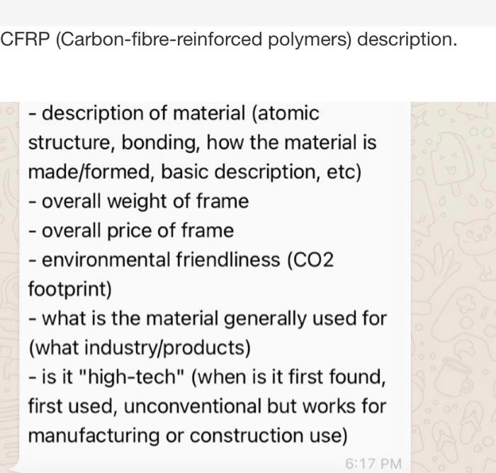 Solved CFRP (Carbon-fibre-reinforced polymers) description. | Chegg.com
