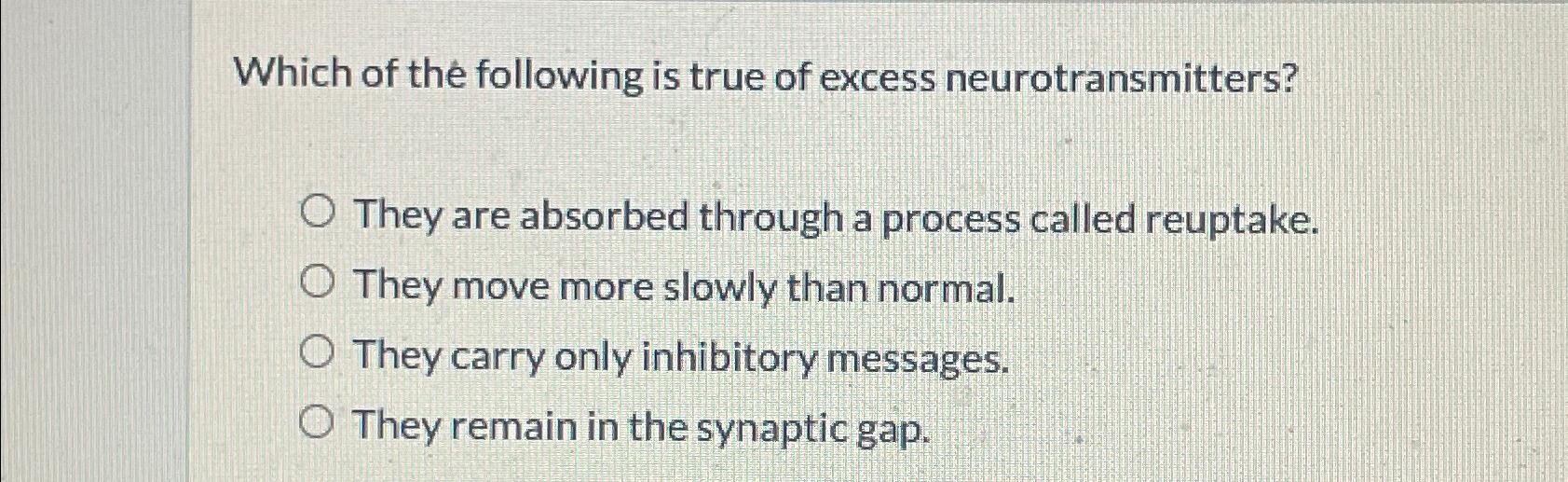 Solved Which of the following is true of excess | Chegg.com