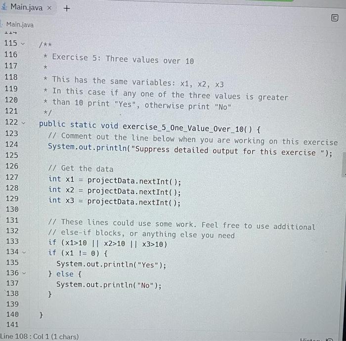 Main.java5. Main.java ×+ Main.java 115116117118/⋆⋆⋆ | Chegg.com