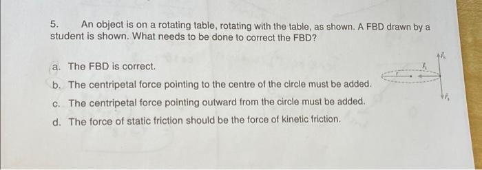 Solved 5. An object is on a rotating table, rotating with | Chegg.com