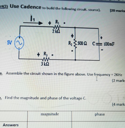 Solved (2) Use Cadence to build the following circuit. | Chegg.com