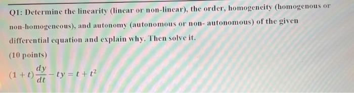 Solved Q1 Determine The Linearity Linear Or Non Linear