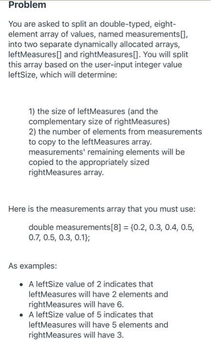 Solved Problem You are asked to split an double-typed, | Chegg.com