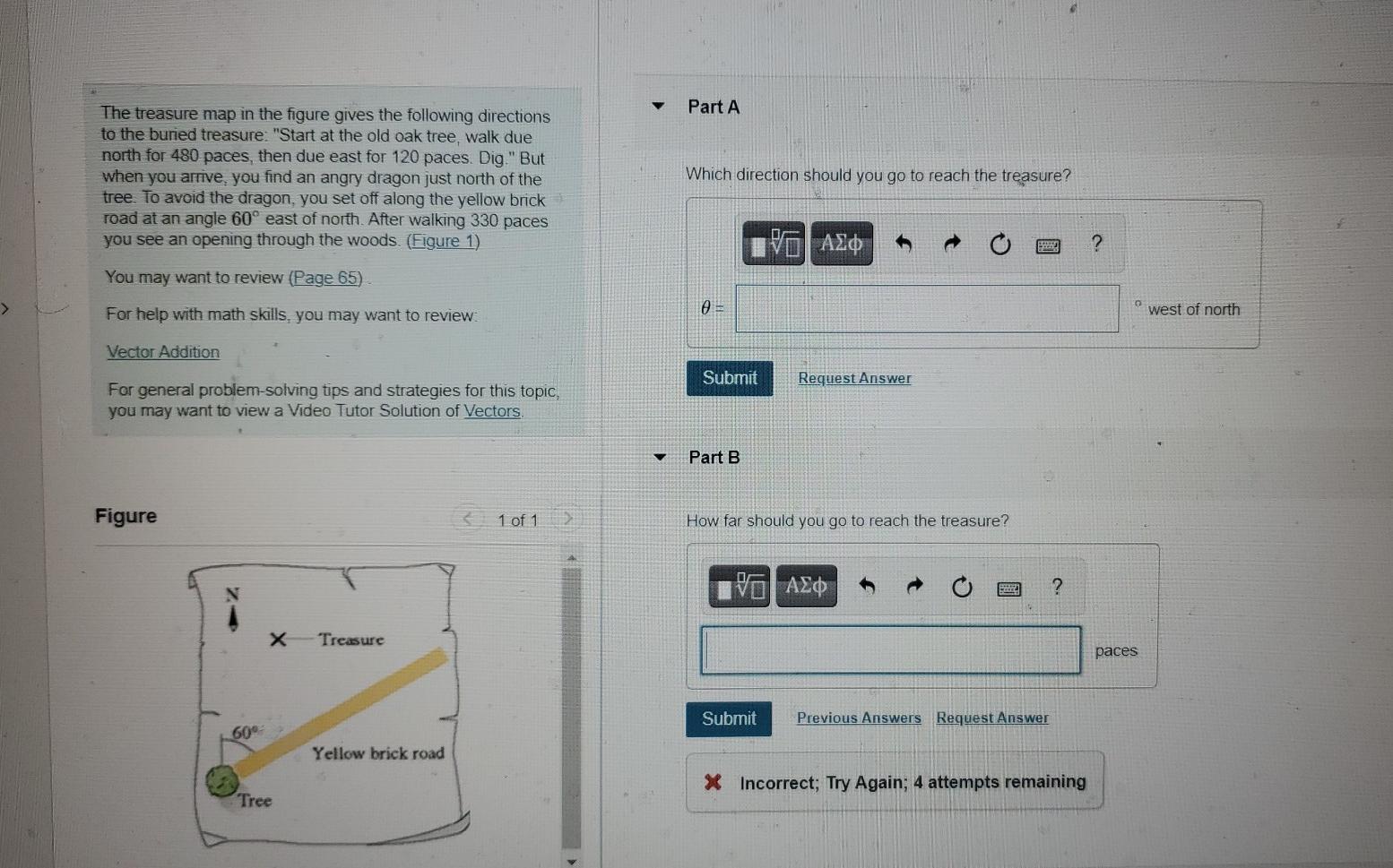 Solved Part A The treasure map in the figure gives the | Chegg.com