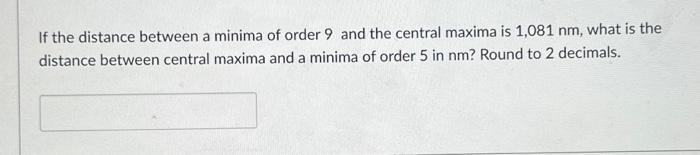 Solved If the distance between a minima of order 9 and the | Chegg.com