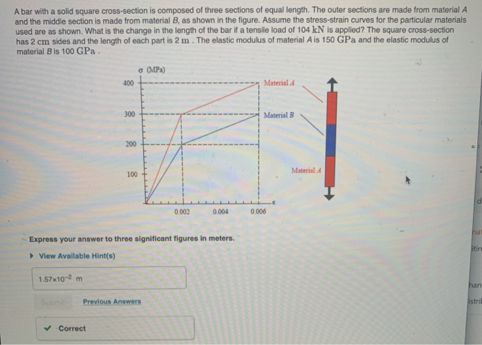 Solved A bar with a solid square cross-section is composed | Chegg.com