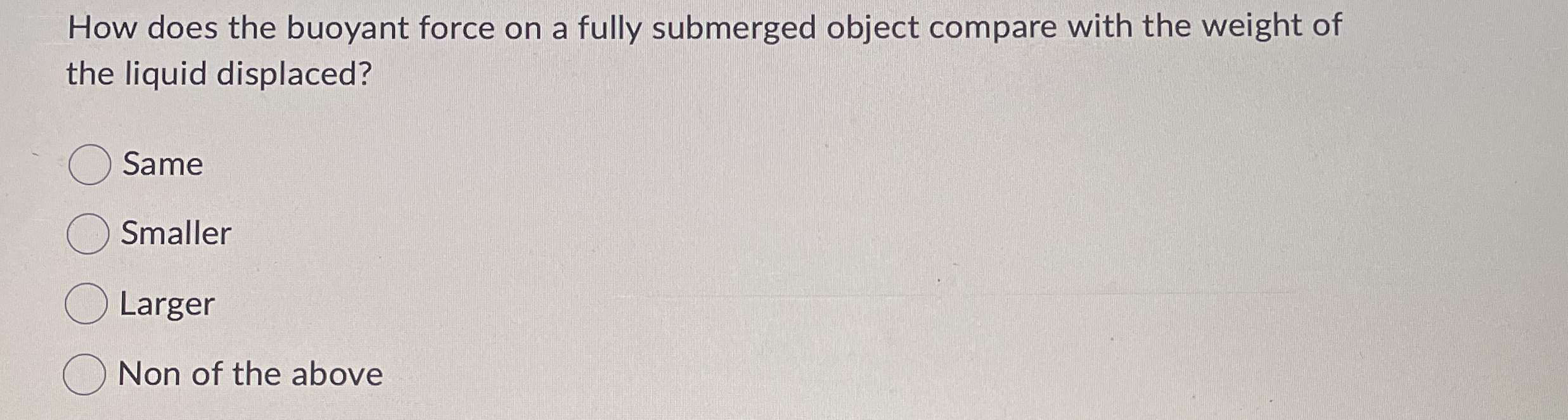 Solved How does the buoyant force on a fully submerged | Chegg.com