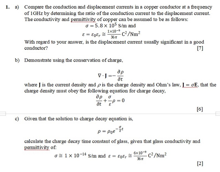 Solved 1. a) Compare the conduction and displacement | Chegg.com