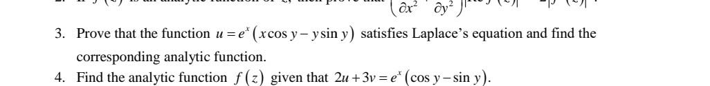 Solved 3. Prove that the function u=ex(xcosy−ysiny) | Chegg.com