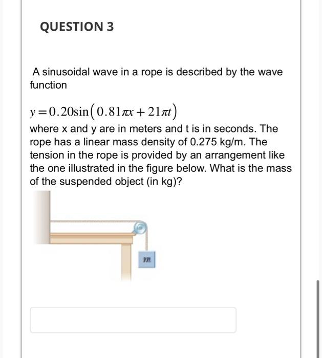 Solved A sinusoidal wave in a rope is described by the wave | Chegg.com