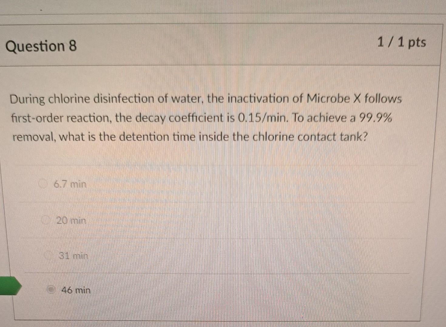 Solved During chlorine disinfection of water, the | Chegg.com