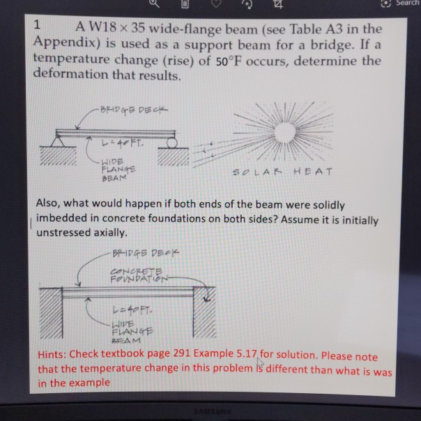 Solved Search 1 A W18 x 35 wide-flange beam (see Table A3 in | Chegg.com