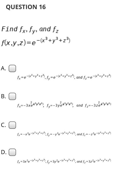 Solved Question 1 Find Fx Fy And Fz F X Y Z Xy Y2 Xz