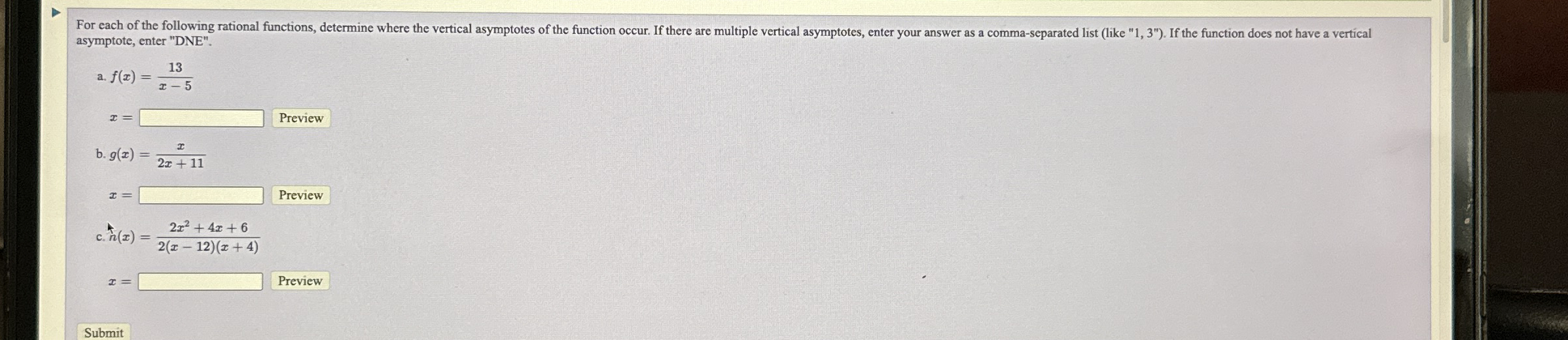 Solved For each of the following rational functions, | Chegg.com