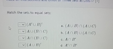 Solved Match the sets to equal | Chegg.com