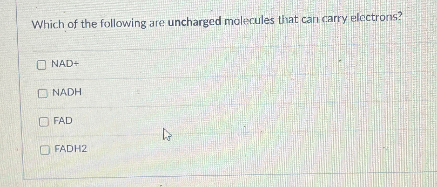Solved Which of the following are uncharged molecules that | Chegg.com